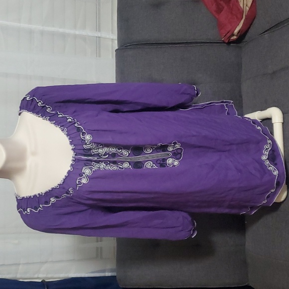 Sunny Leigh | Tops | Purple Tunic Top Sunny Leigh In In Trim Blackwhite ...